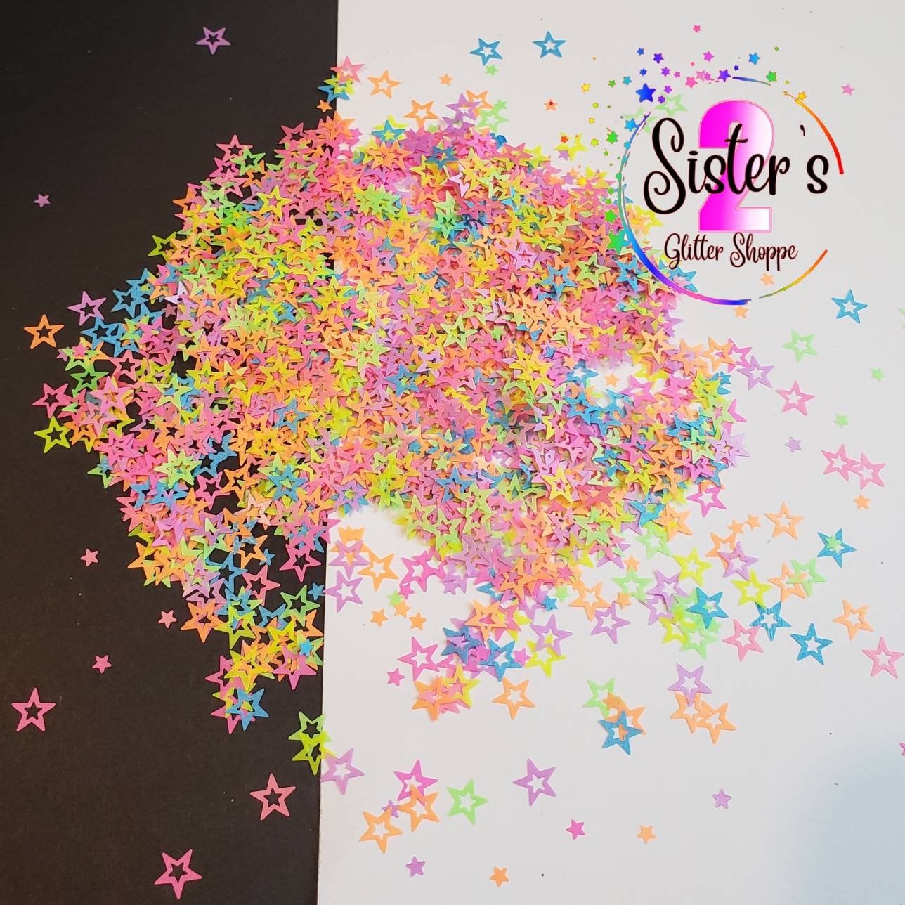 Neon Sky 6mm Neon Multi Colored Star Shaped Glitter Shaped | Etsy