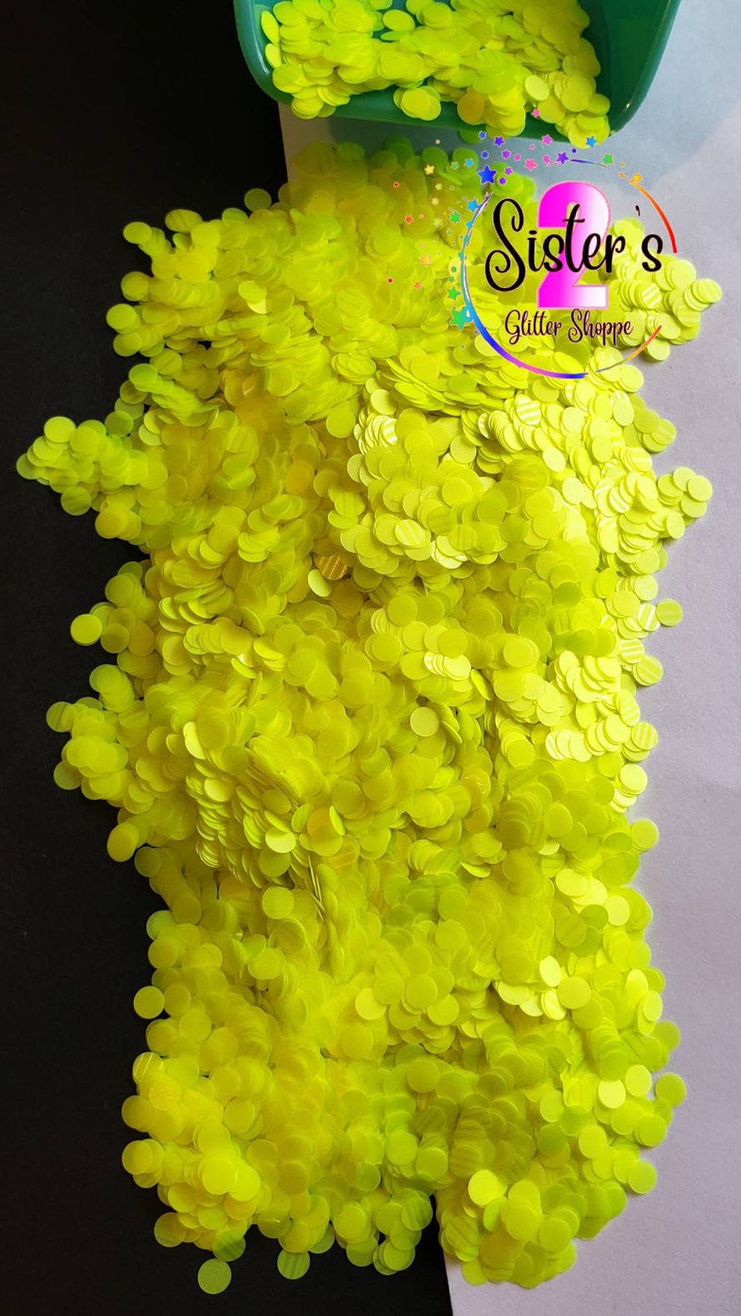 Neon Yellow Dots, 3mm Neon Yellow Dot Glitter, Polyester Glitter, 1oz ...