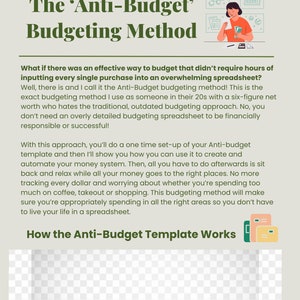 Anti-budget Template / Conscious Spending Plan Budget / Budget Planner ...