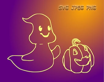 Cute Ghost Pumpkin Svg Digital Download, Pumpkin Digital Download ...