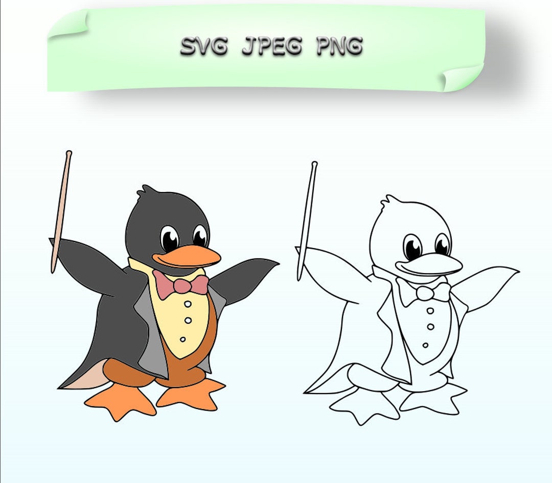 Penguin Conductor SVG PNG JPEG - Etsy