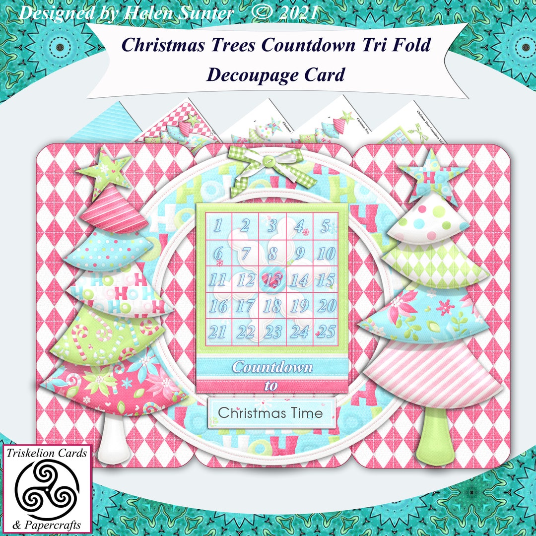 Christmas Trees Printable Countdown to Christmas Trifold Card Making ...
