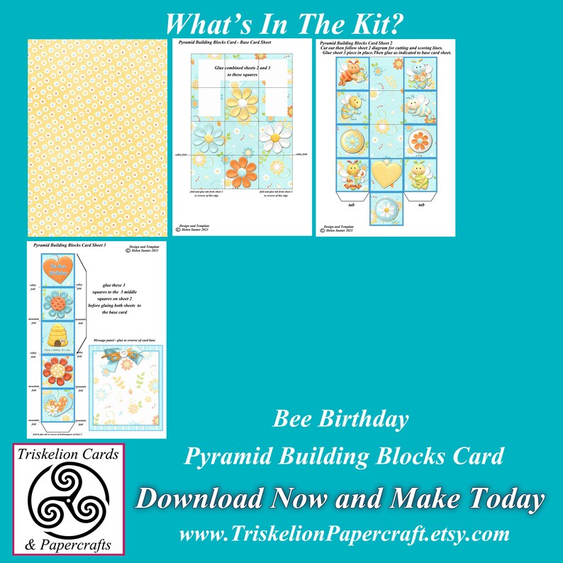 Printable Bee Birthday Pyramid Building Blocks Digital Card - Etsy UK