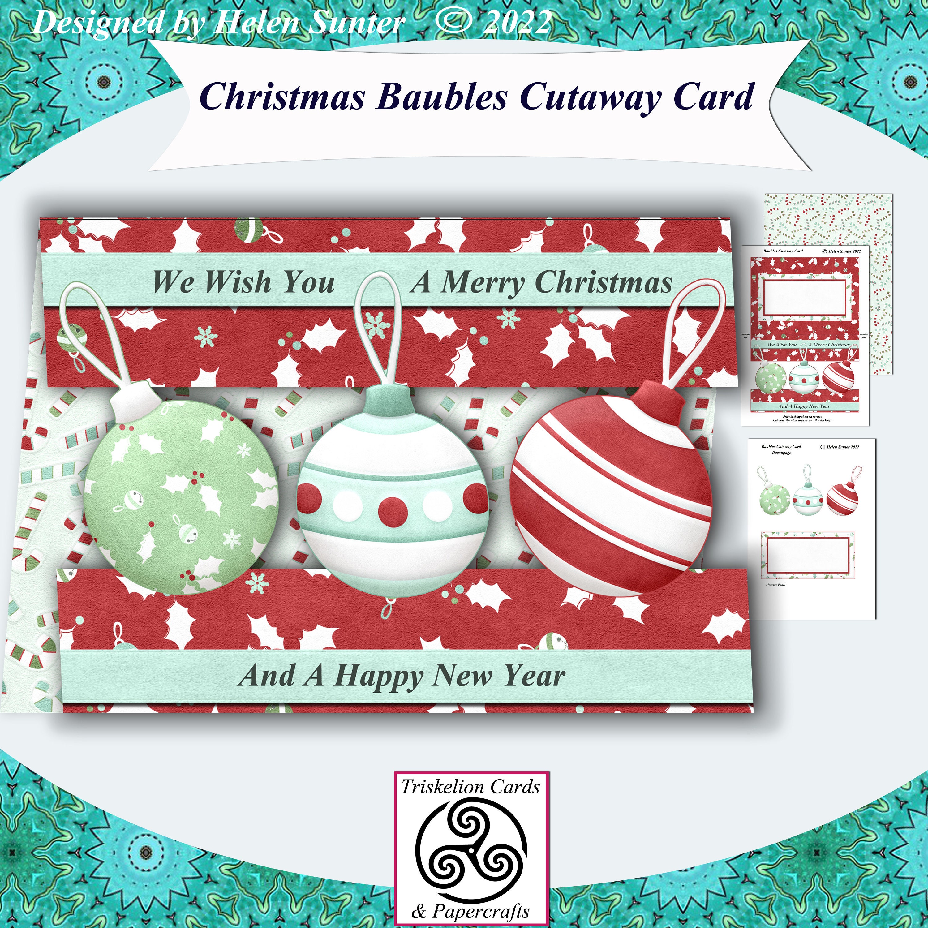 Printable Christmas Baubles Cutaway Card Making Kit - Etsy