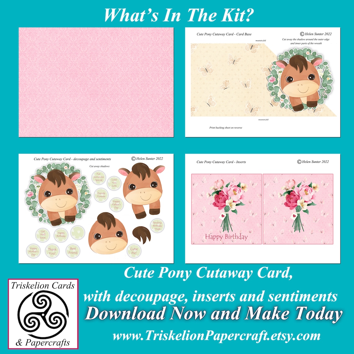 Printable Cute Pony Cutaway 3D Decoupage Digital Card Making - Etsy UK
