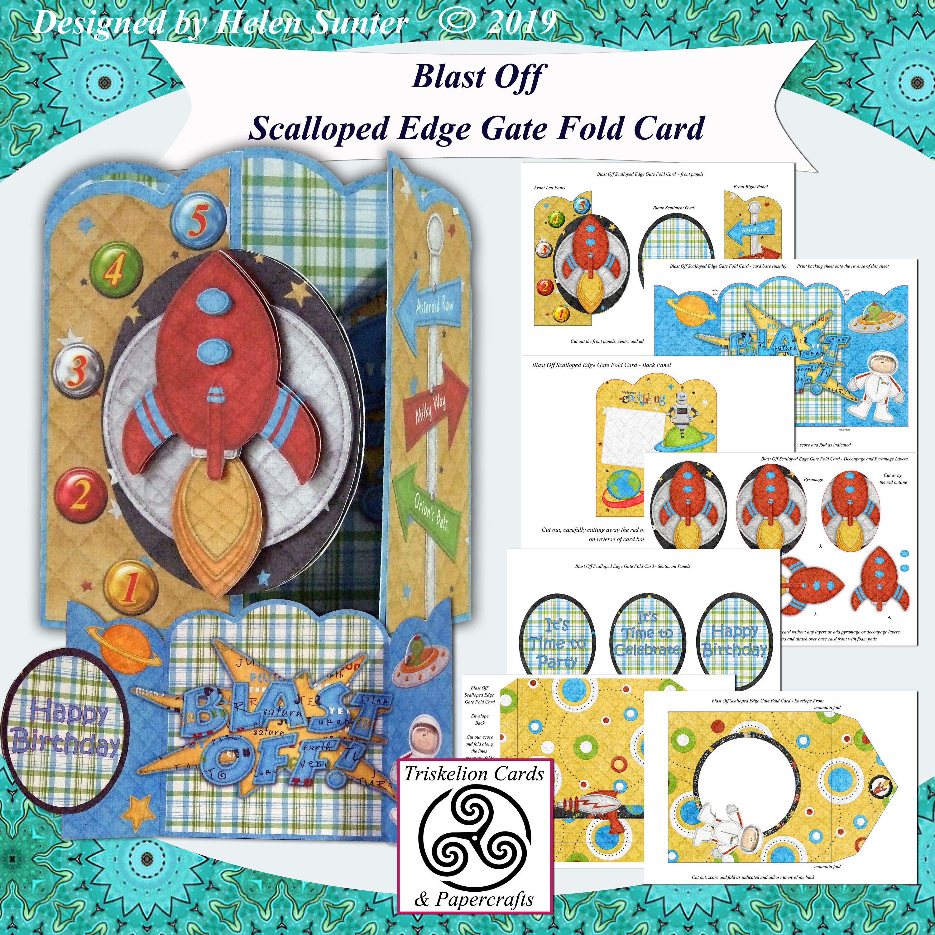 Printable Rocket Blast off Card Making Kit Space Male Birthday Digital ...