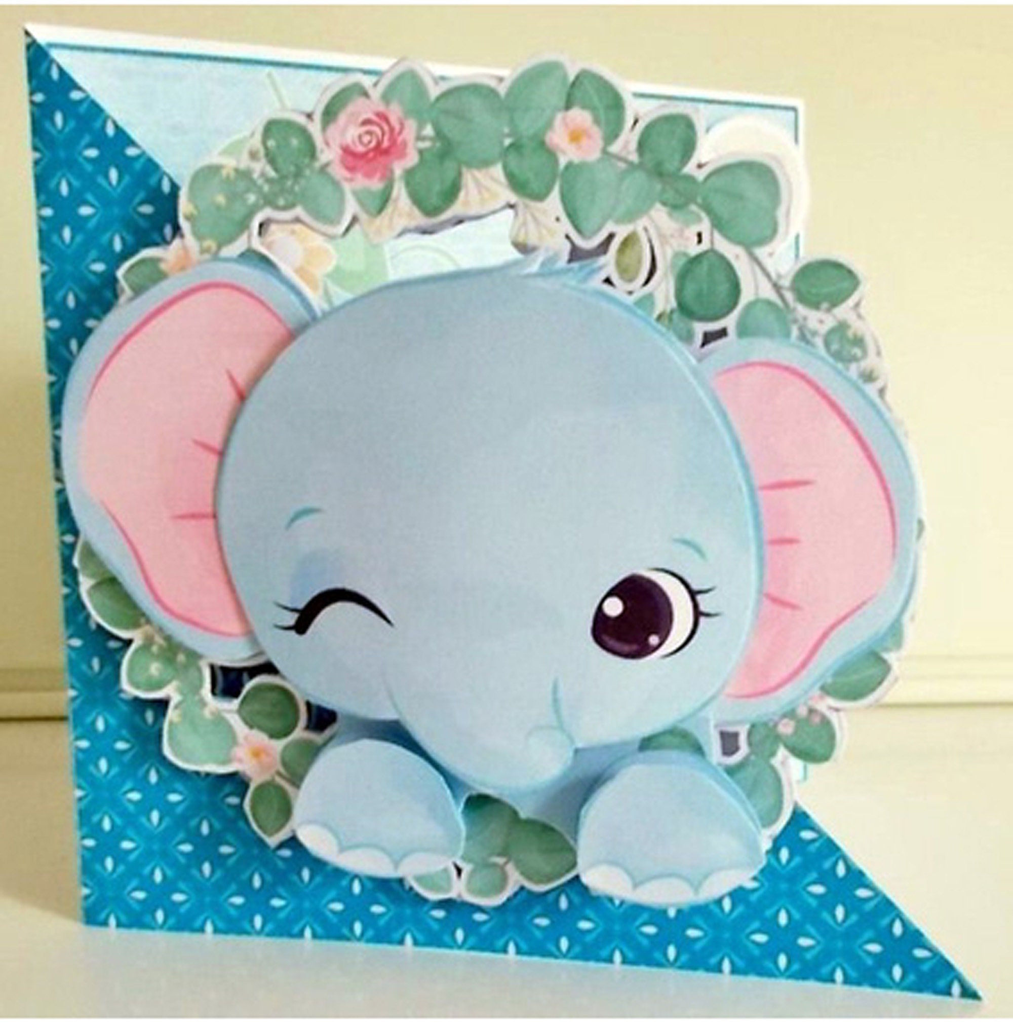 Printable Cute Elephant Cutaway 3D Decoupage Digital Card Making Kit ...