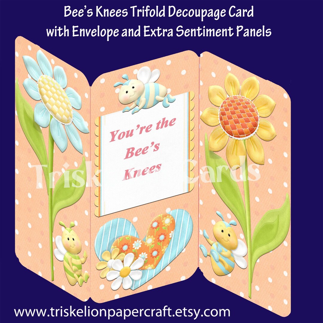 Bee's Knees Trifold Card Making Kit With 3D Decoupage, Envelope and ...