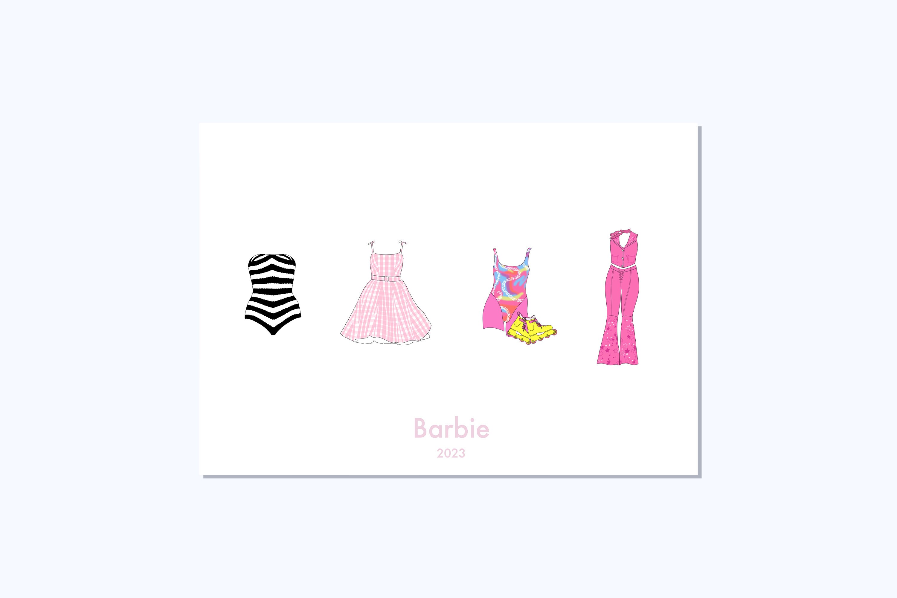 Barbie Movie Outfits Print, Hand Drawn Handmade - Etsy