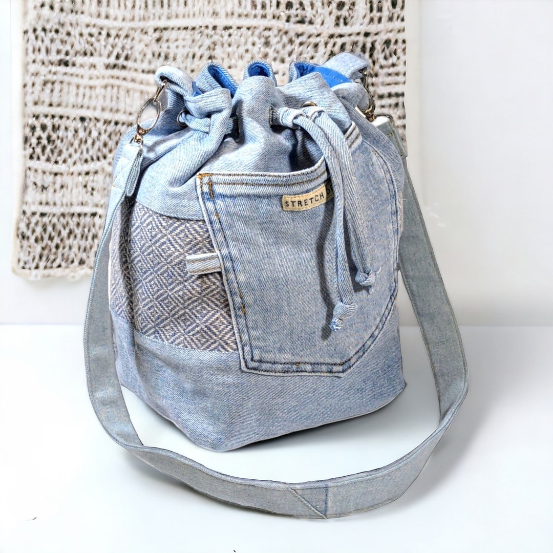Bucket Bag Made of Recycled Jeans / Jeans Bucket Bag / Handbag Made of ...