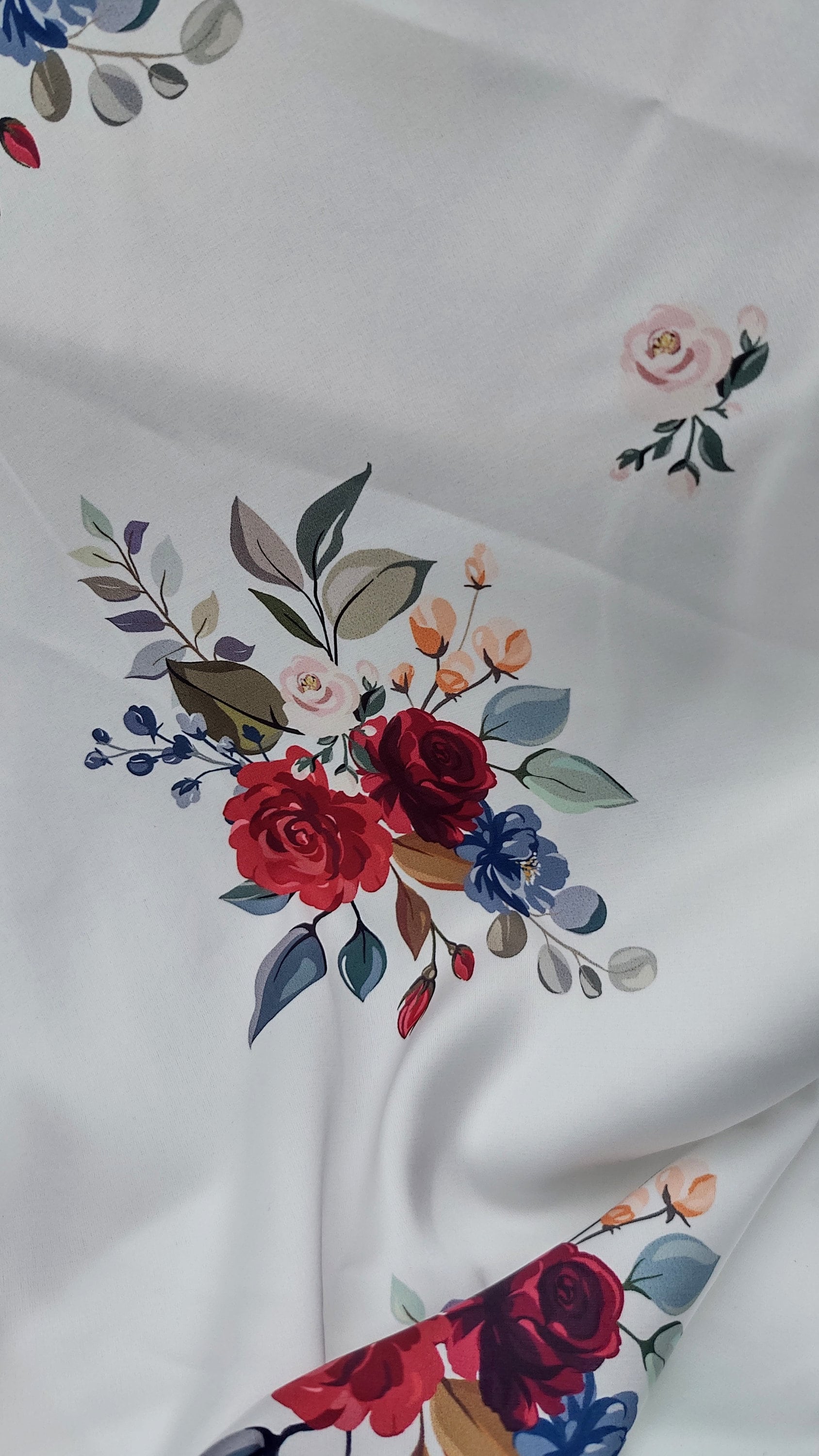 Floral Satin Fabric by the Yard, Flowers Print Satin Fabric by Meter ...