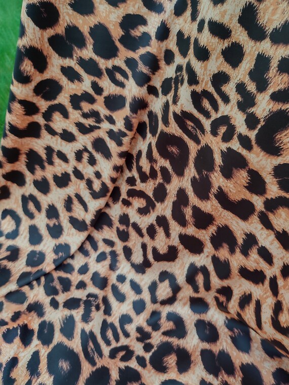 Leopard Print Satin Fabric Satin Fabric by the Yard Leopard - Etsy