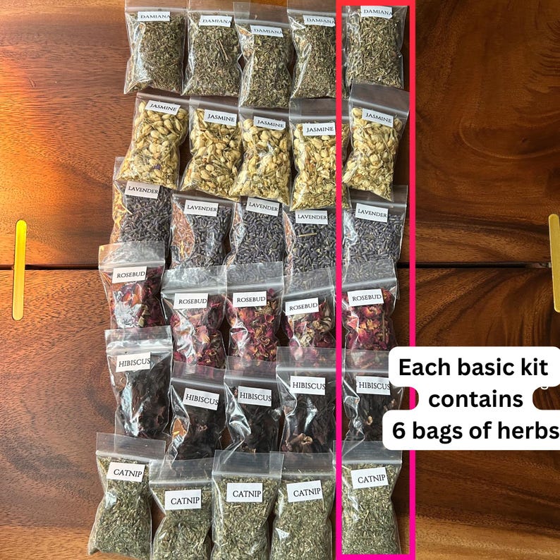 Love Spell Herb Kit Including Rose Quartz, Candle & Common Love Herbs ...