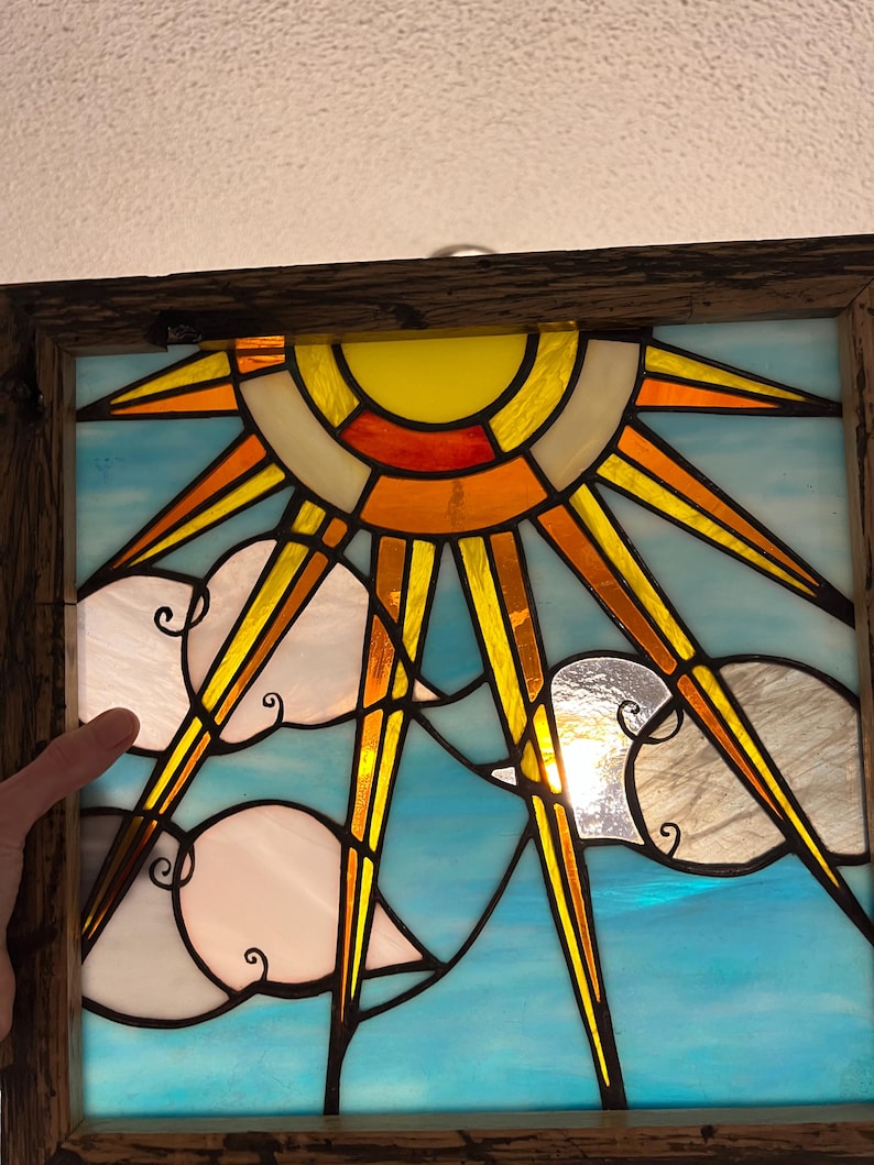 The Sun Stained Glass Panel - Etsy