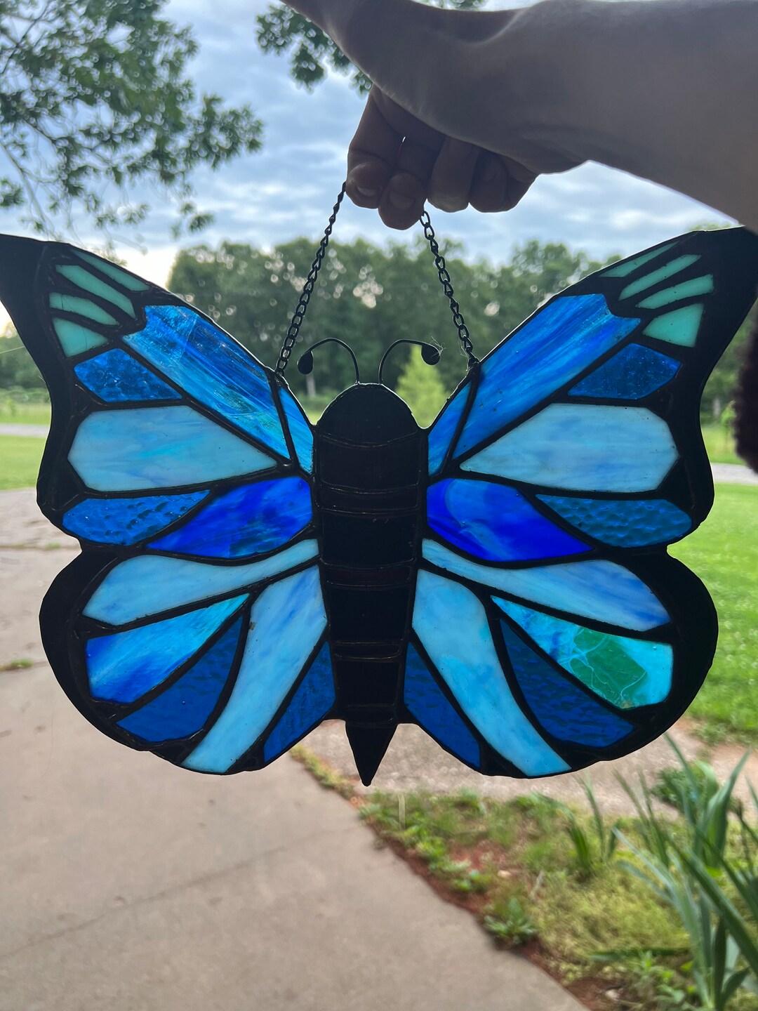 Blue Butterfly Stained Glass Suncatcher - Etsy