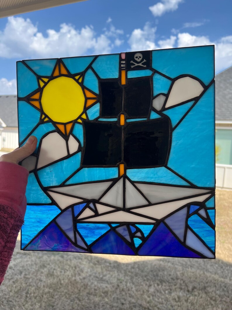 Origami Pirate Ship Stained Glass Panel “journey”. Can Have a ...