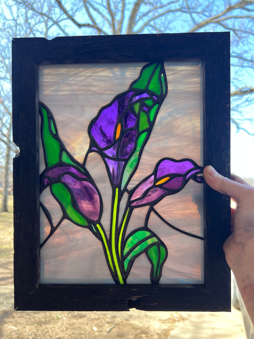 Calla Lily Stained Glass Panel “odessa Lily” - Etsy