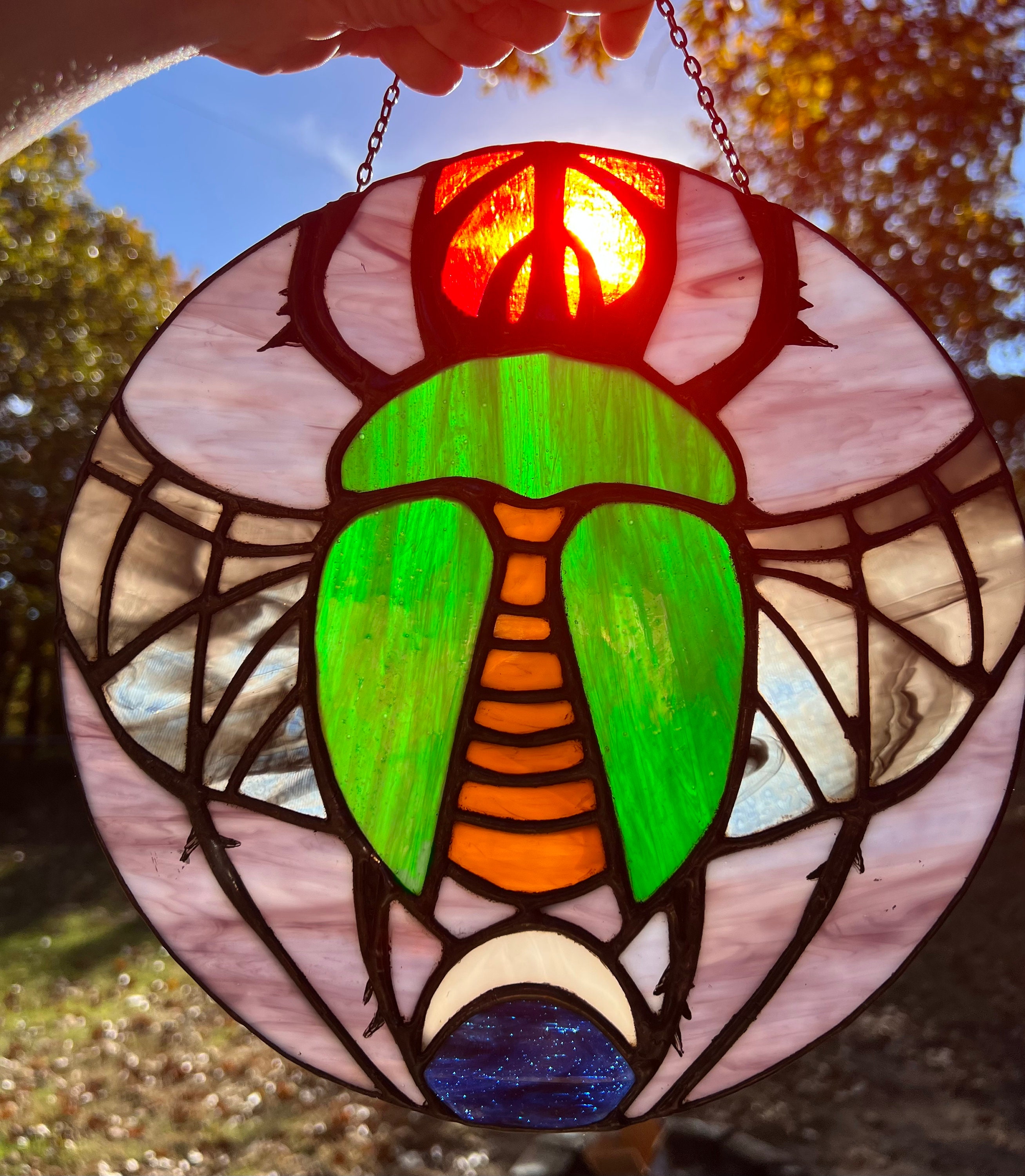 Egyptian Scarab With Sun and Moon Stained Glass - Etsy