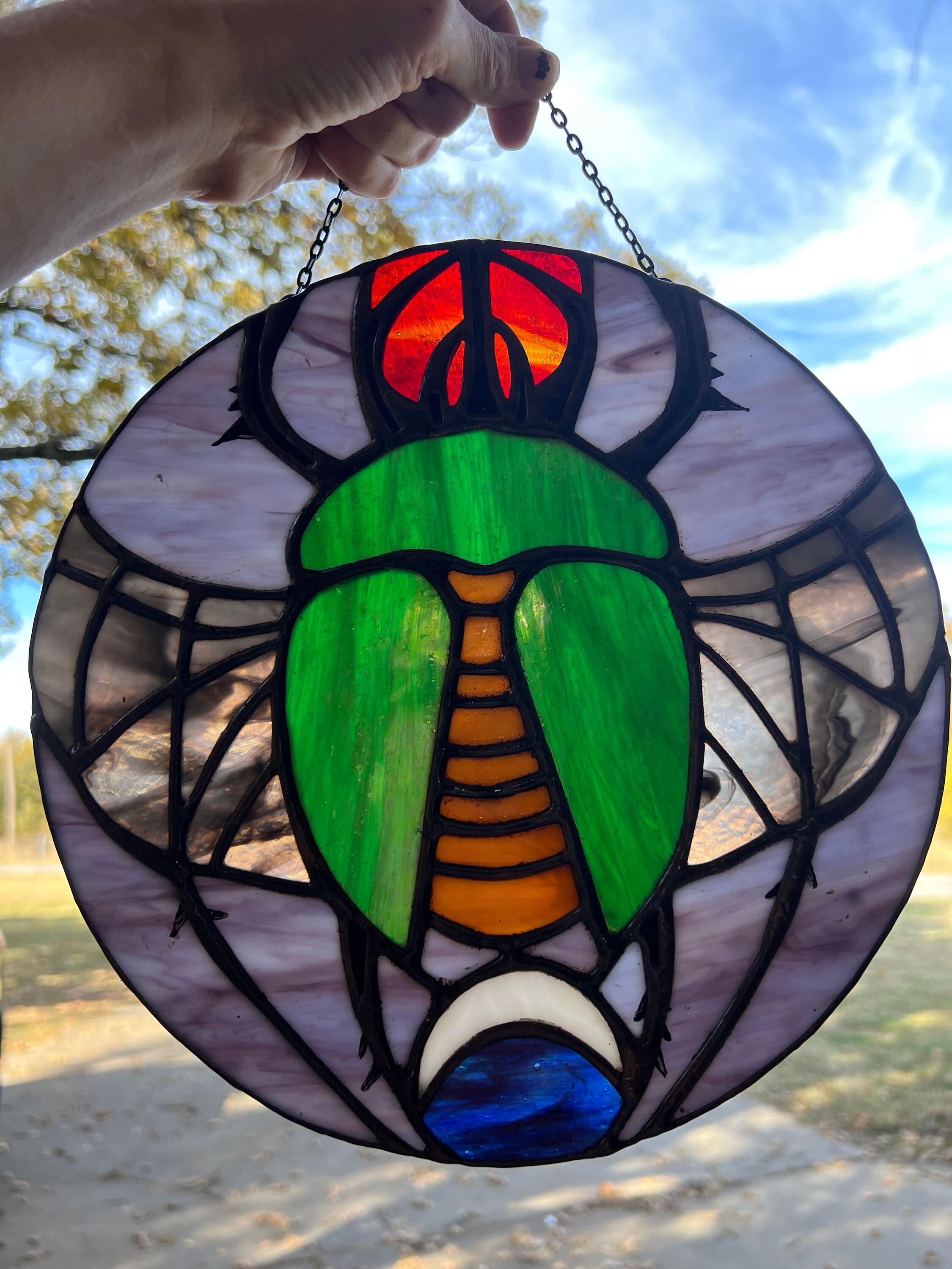 Egyptian Scarab With Sun and Moon Stained Glass - Etsy