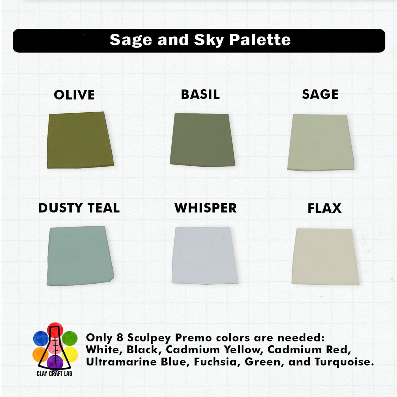 Polymer Clay Color Mixing Recipes for Sculpey Premo Sage and Sky ...