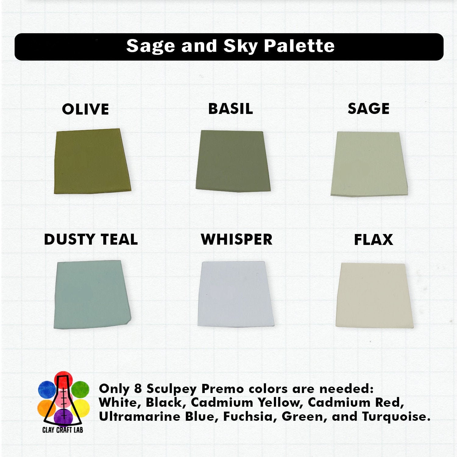 Polymer Clay Color Mixing Recipes for Sculpey Premo Sage and Sky ...