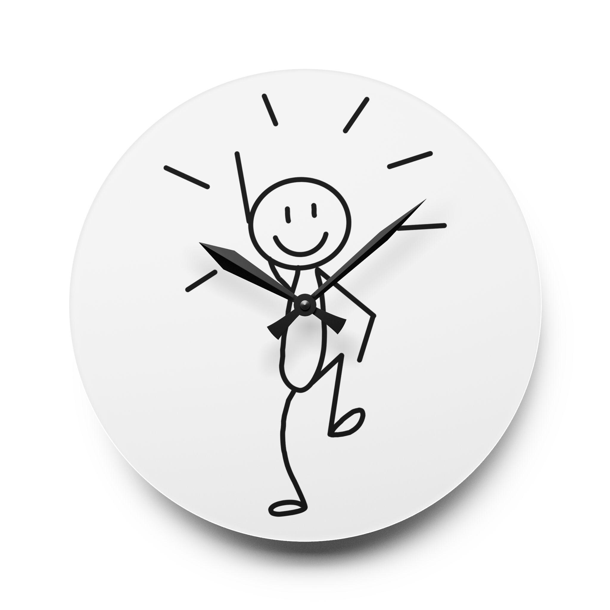 Stick Person Clock Stickman Clock 10,75 Black Wall Clock - Etsy