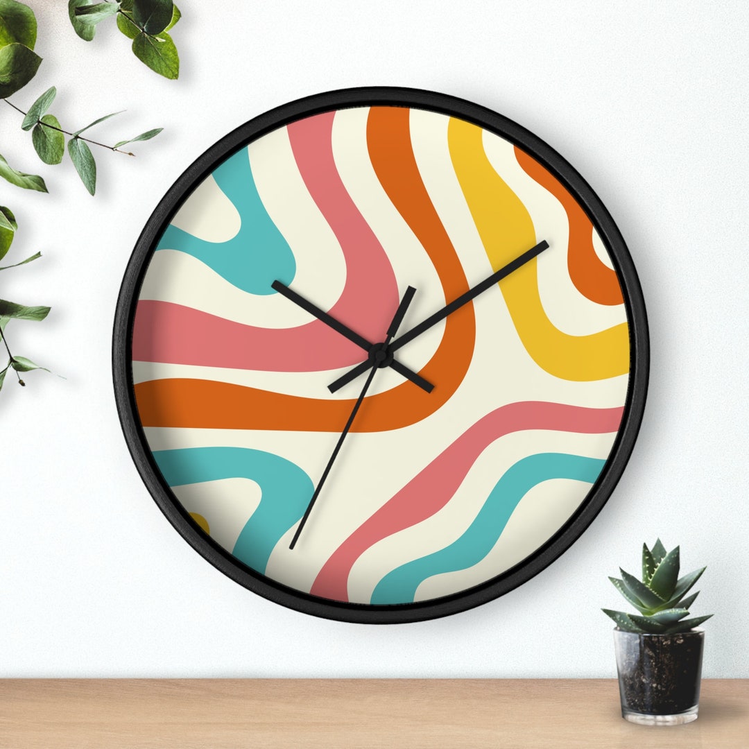 Vintage Groovy Retro Wave Wall Clock Handcrafted 10 Silent Clock 60s ...