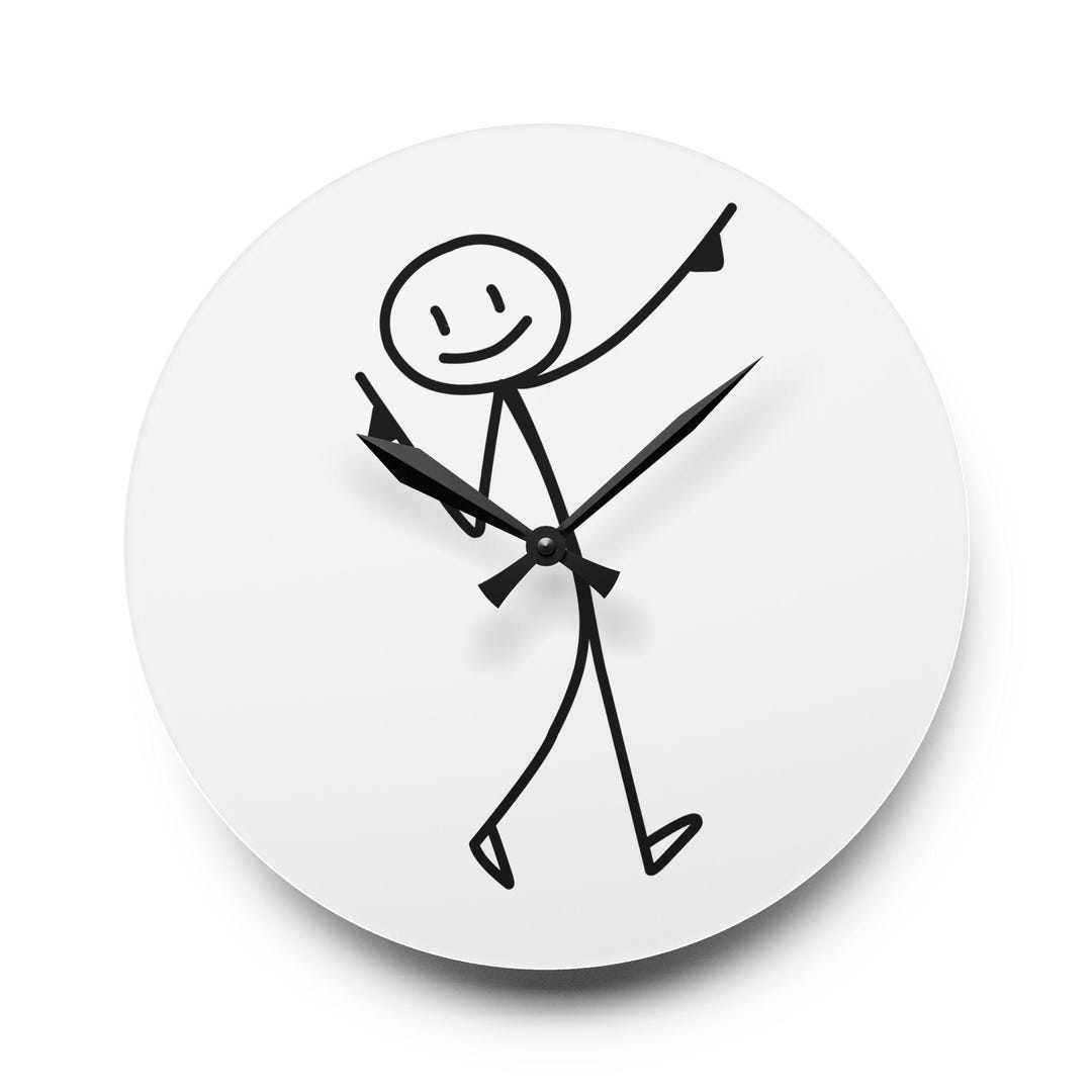 Stick Figures People Stick Person Clock | Stickman Clock | 10,75" Black ...