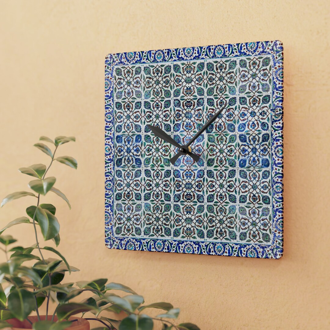 Turkish Ceramic Tiles Wall Clock Arabic Shape Antique Wall of Mosaik in ...