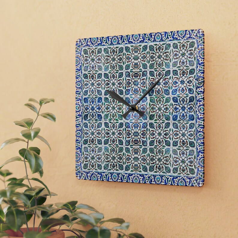 Turkish Ceramic Tiles Wall Clock Arabic Shape Antique Wall of Mosaik in ...