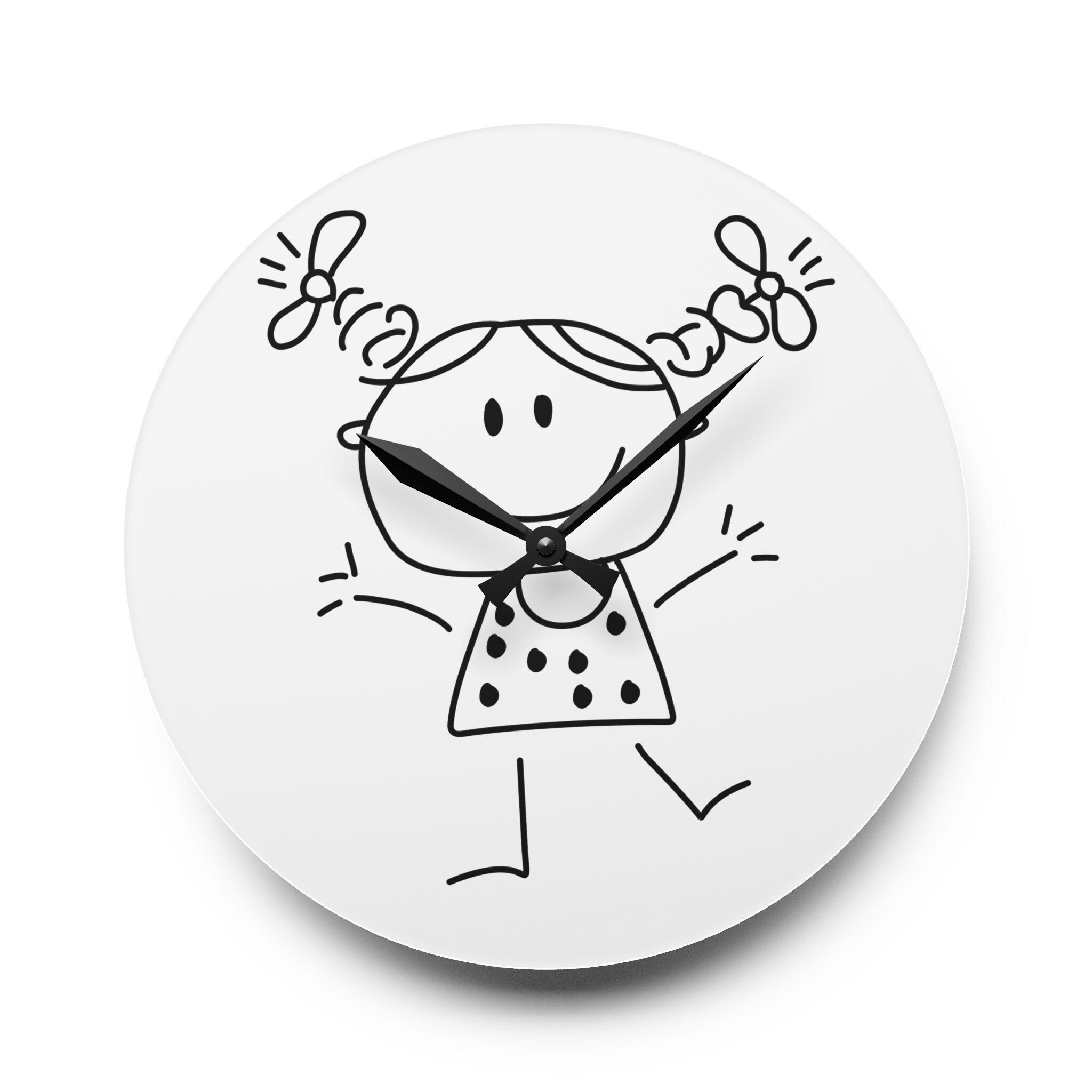 Female Stick Figure Clock Stickman Clock 10,75 Black Wall Clock - Etsy