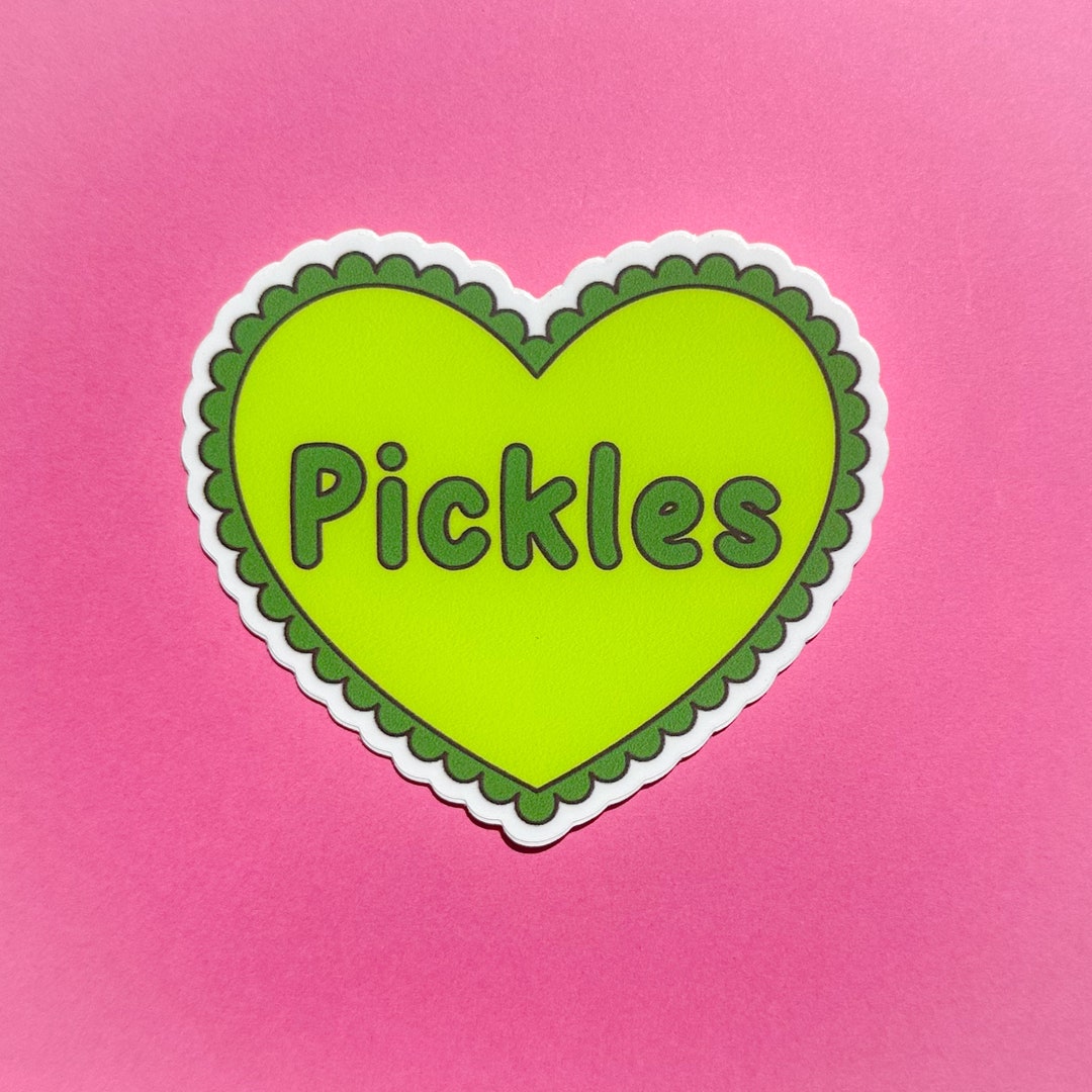 Vintage Heart Pickles Sticker, Cute and Quirky Food Lover Sticker ...