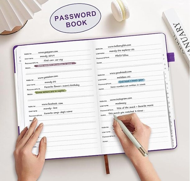 A MUST, Password Book W/alphabetical Tabs, Personalized, 8.3x6 ...