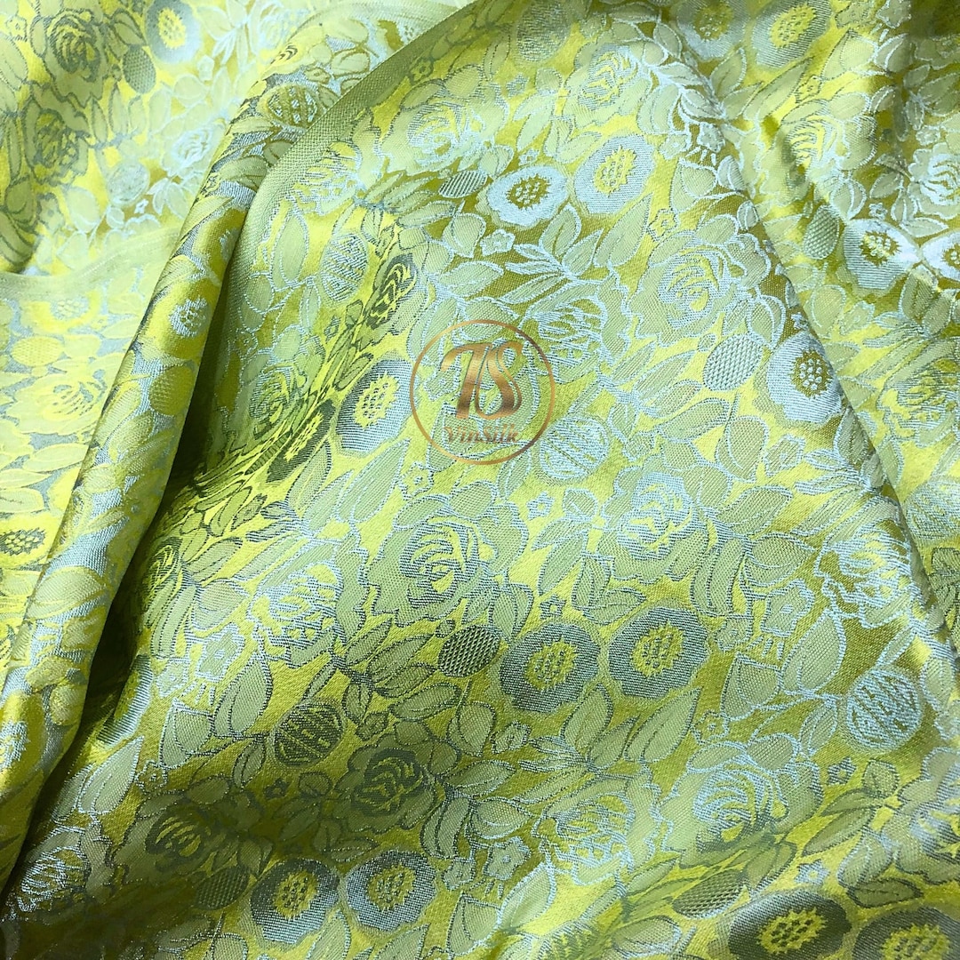 PURE MULBERRY SILK Fabric by the Yard - Rose Pattern Silk - Handmade ...