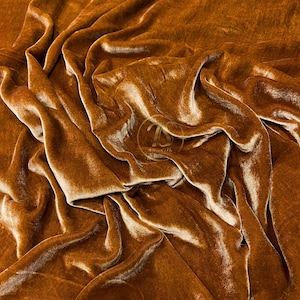 100% MULBERRY SILK VELVET Fabric by the Yard – Light Brown Velvet ...
