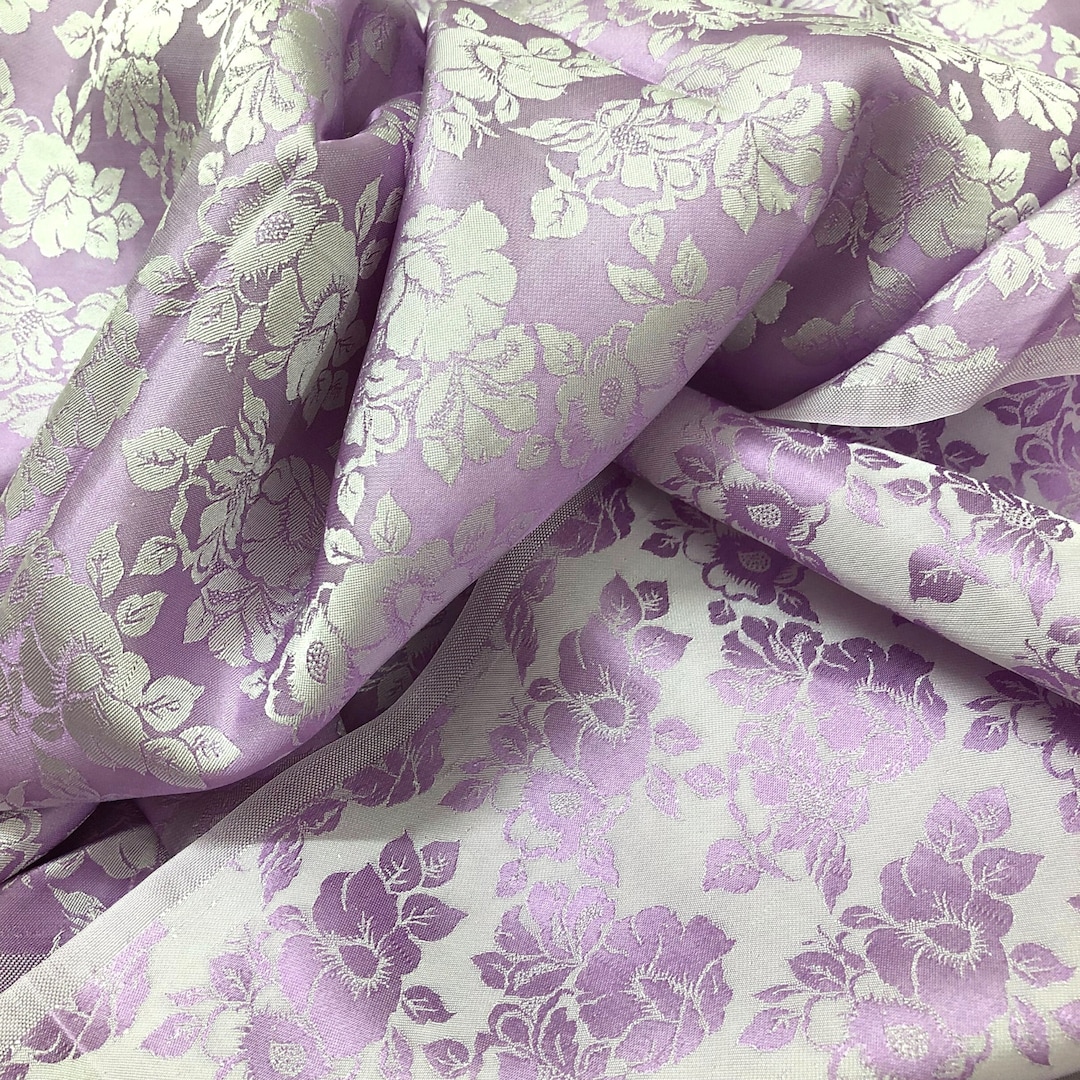PURE MULBERRY SILK Fabric by the Yard - Purple Silk With Rose Pattern ...