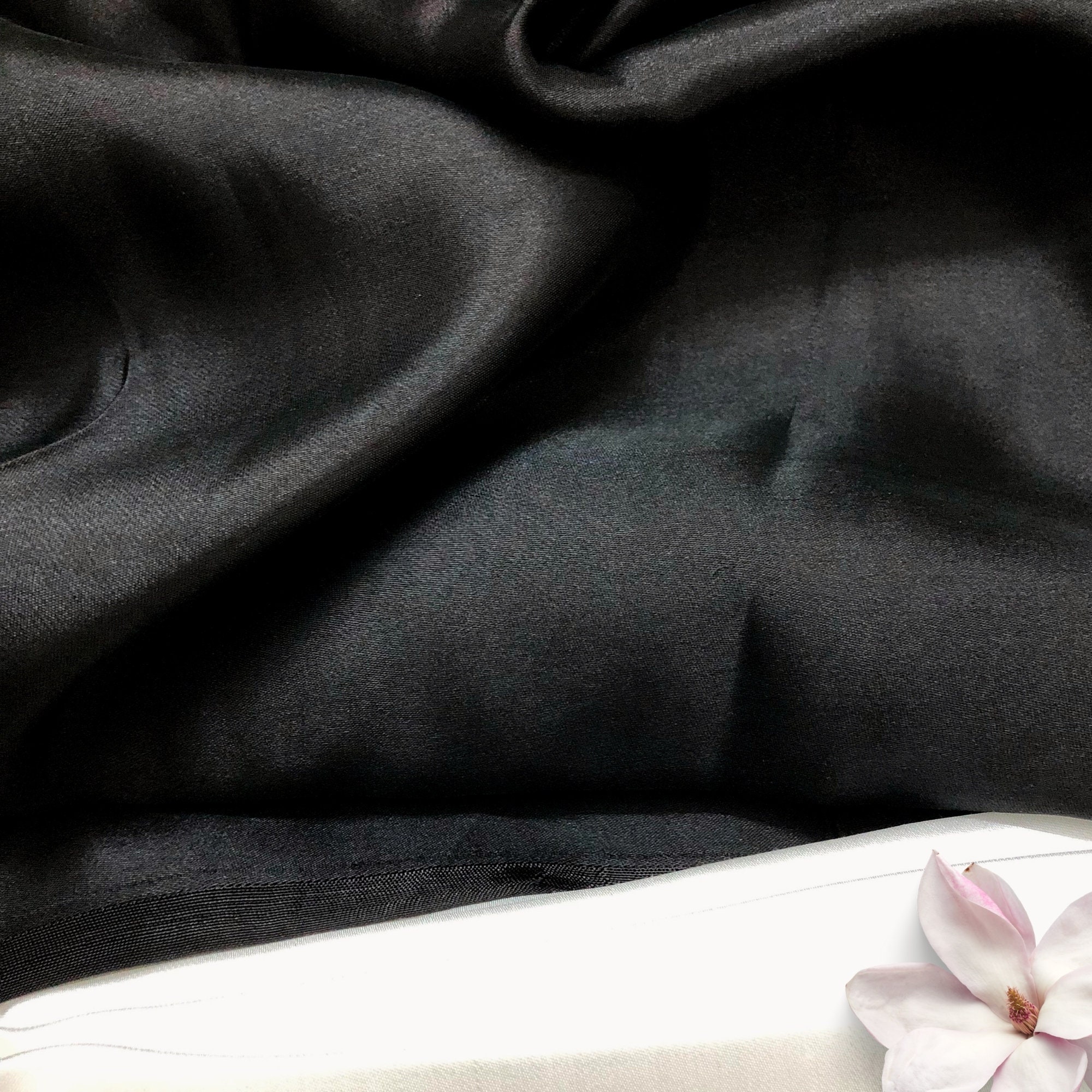 Black Silk PURE MULBERRY SILK Fabric by the Yard Natural | Etsy