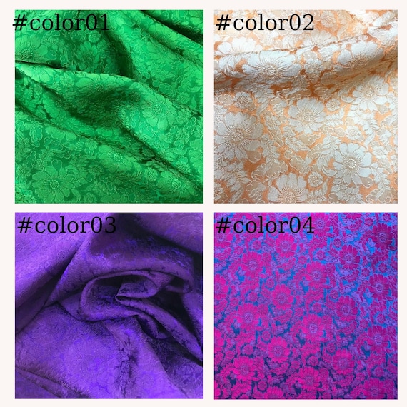 PURE MULBERRY SILK Fabric by the Yard Chrysanthemum Pattern | Etsy