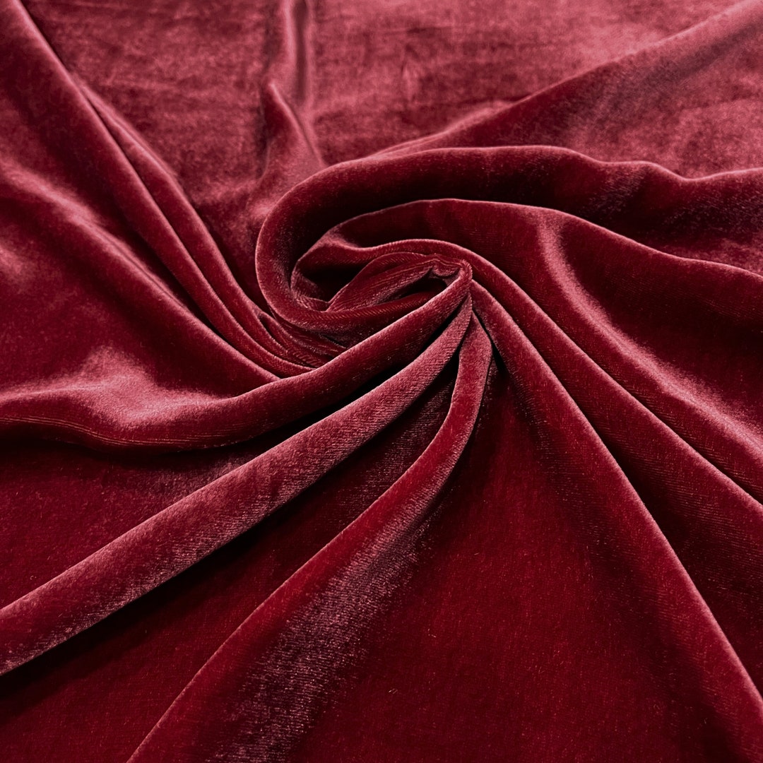 100% MULBERRY SILK VELVET Fabric by the Yard – Red Velvet - Silk Velvet ...
