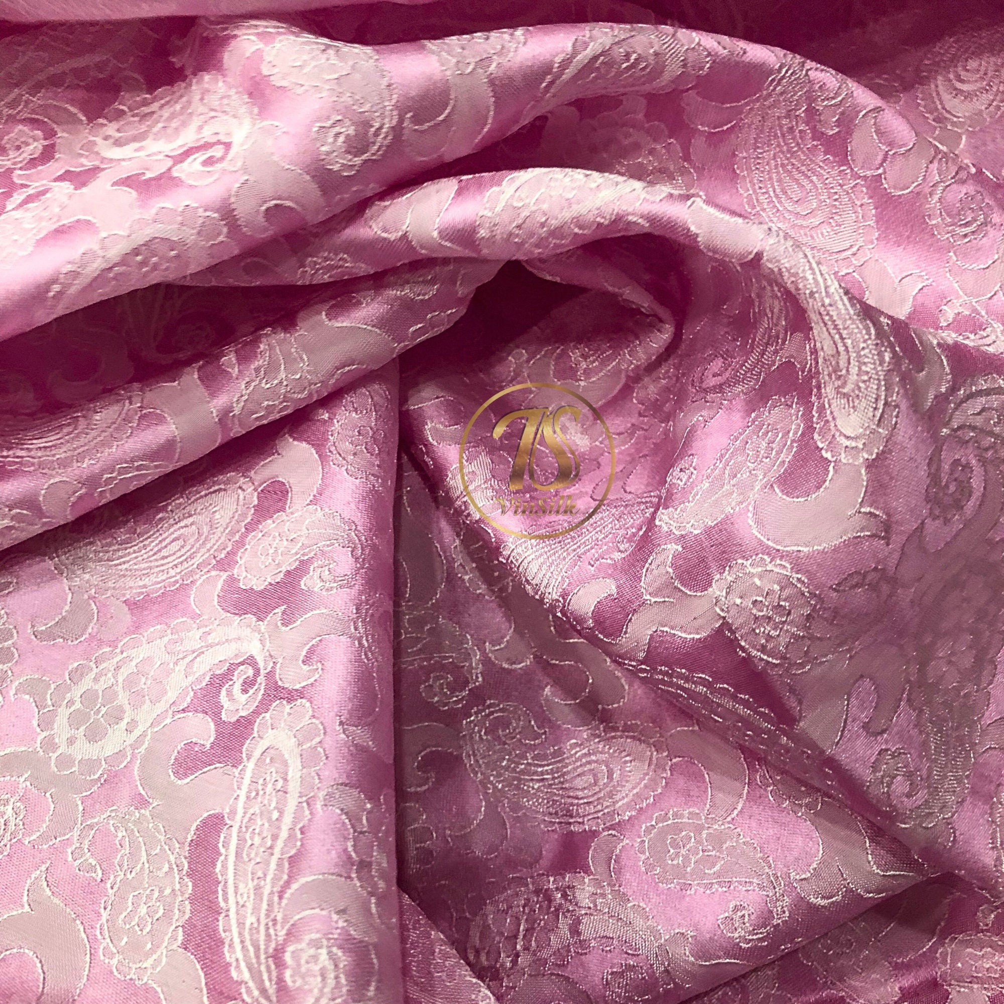 PURE MULBERRY SILK Fabric by the Yard - Pink Pattern Silk Fabric ...