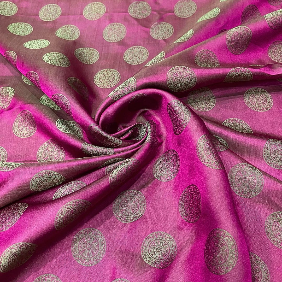 PURE MULBERRY SILK Fabric by the Yard - Pink Silk With Pattern Fabric ...