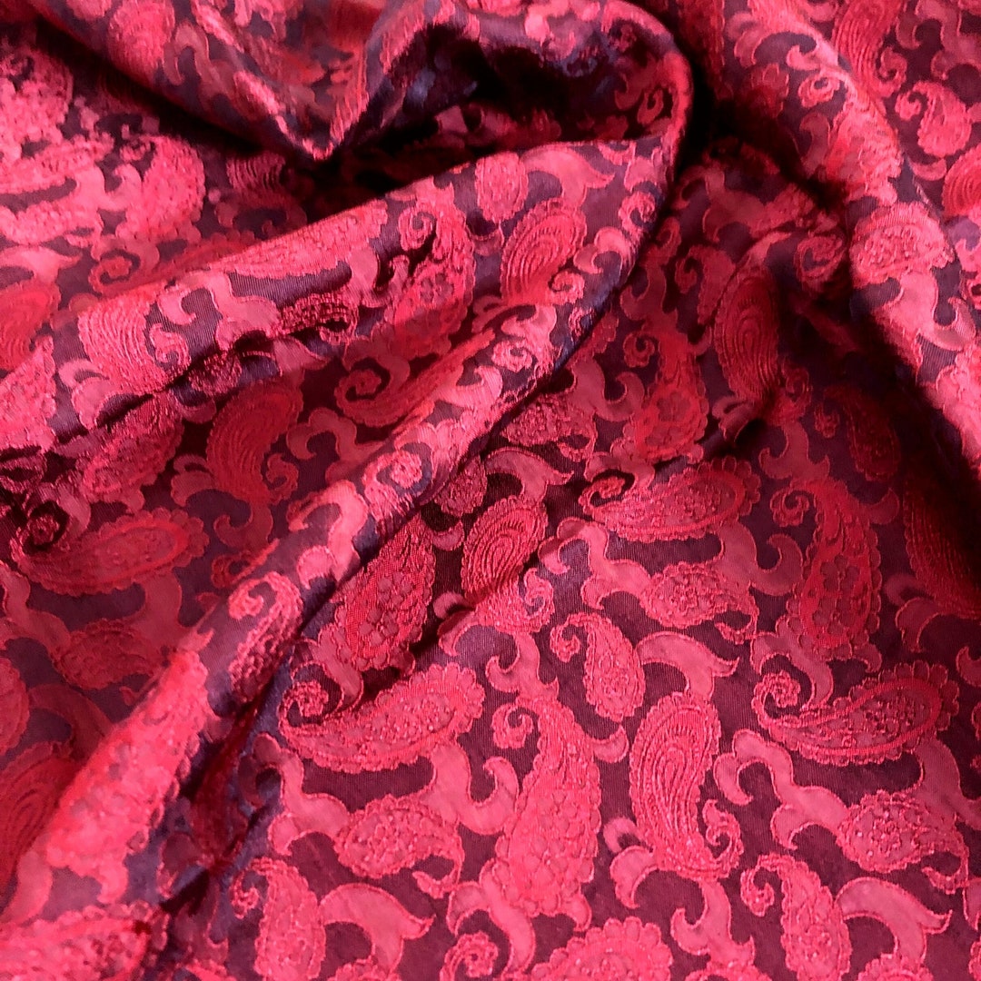 PURE MULBERRY SILK Fabric by the Yard - Paisley Pattern - Handmade Silk ...