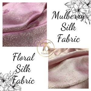 PURE MULBERRY SILK Fabric by the Yard - Rose Pattern - Handmade Fabric ...