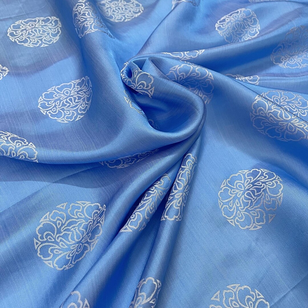 PURE MULBERRY SILK Fabric by the Yard - Floral Pattern Silk - Handmade ...