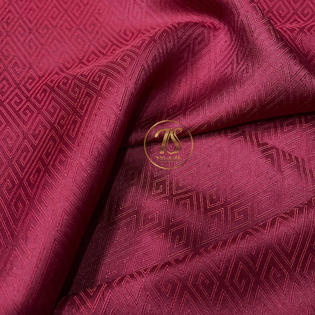 PATTERN MULBERRY SILK Fabric by the Yard - Dark Red Silk Fabric ...