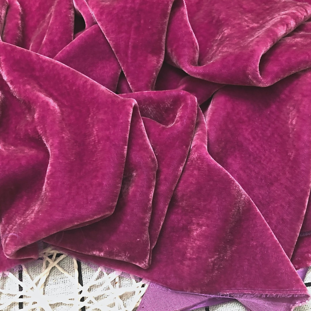100% MULBERRY SILK VELVET Fabric by the Yard – Pink Silk Velvet ...