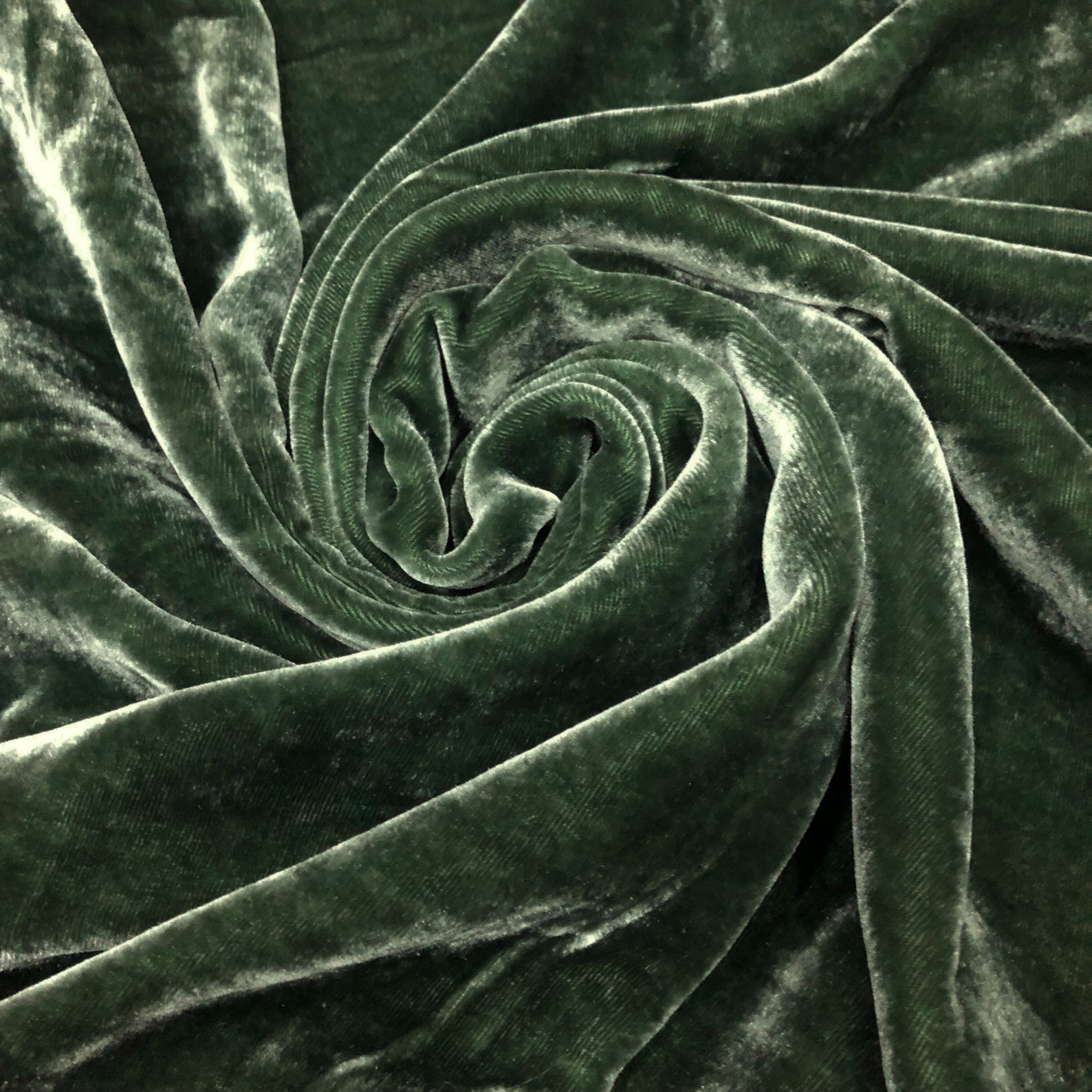 100% MULBERRY SILK VELVET Fabric by the Yard – Green Silk Velvet ...