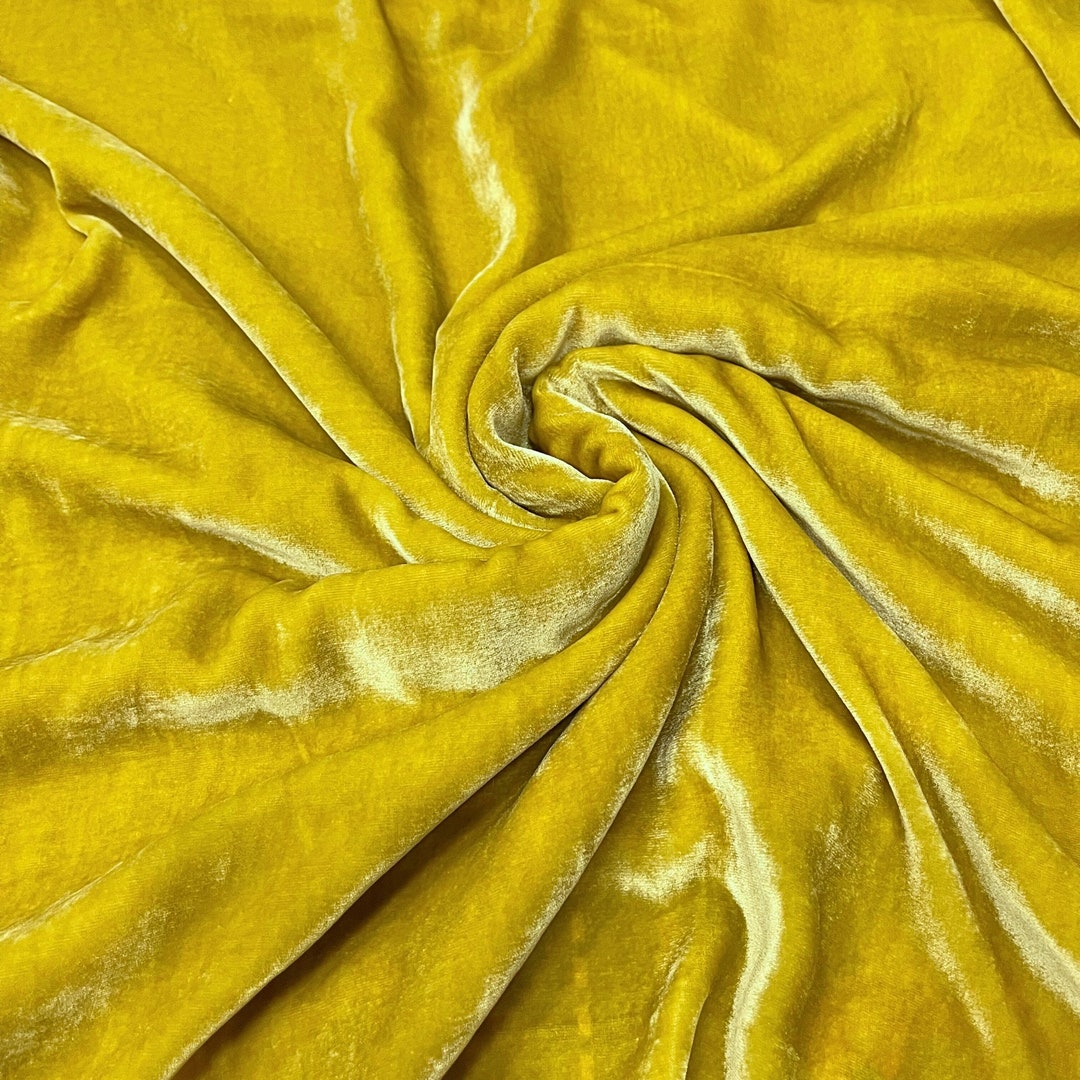 100% MULBERRY SILK VELVET Fabric by the Yard – Yellow Silk Velvet ...