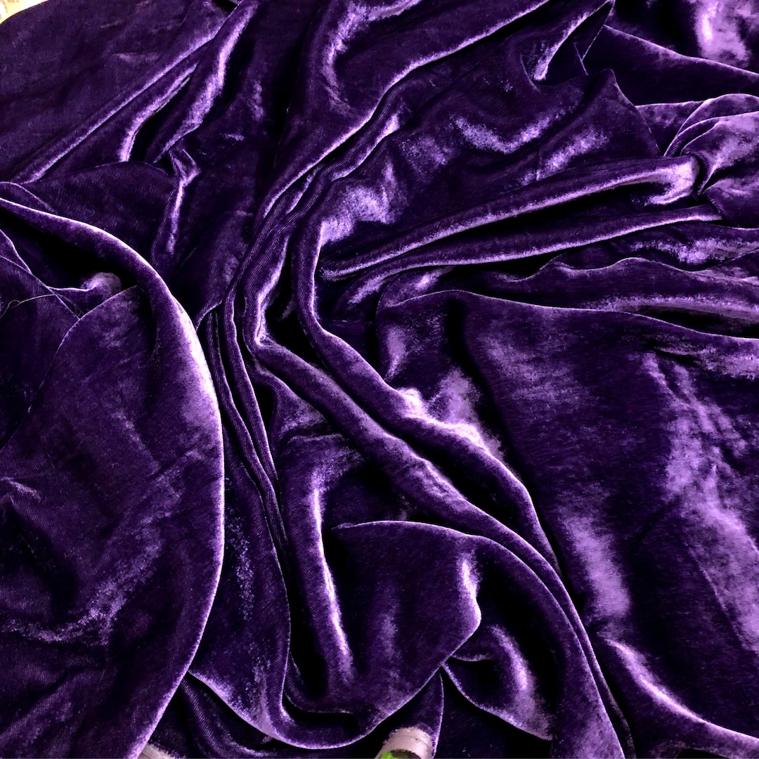 100% PURE MULBERRY SILK Velvet Fabric by the Yard – Purple Silk ...
