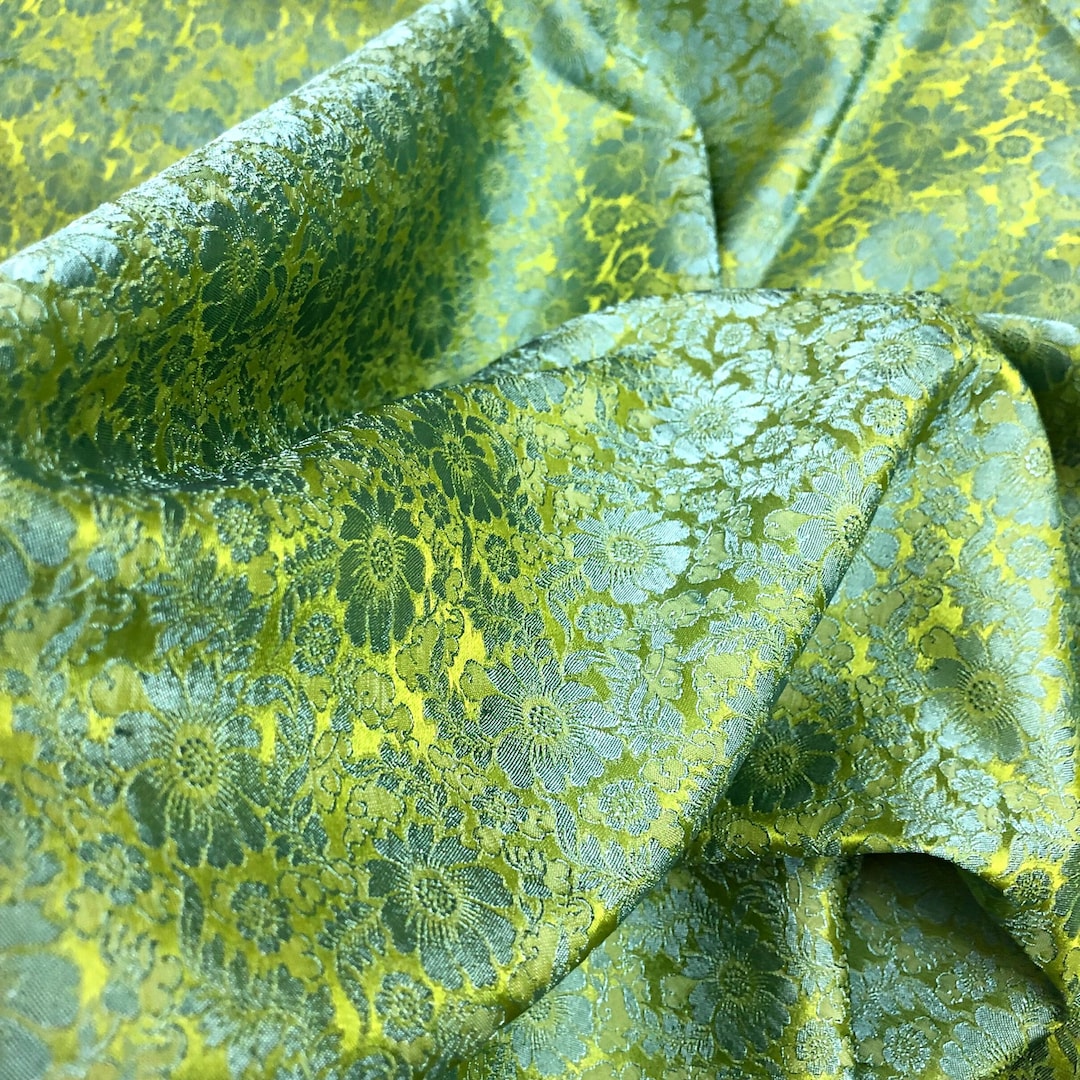 PURE MULBERRY SILK Fabric by the Yard - Chrysanthemum Pattern - Floral ...